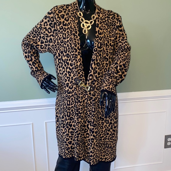 Charter Club | Sweaters | Charter Club Animal Print Duster With Clasp ...